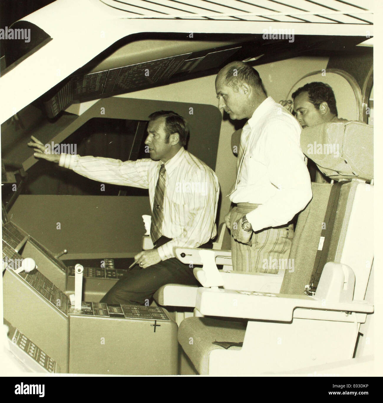 This photo features the cockpit mock-up of a Space Shuttle, part of the ...