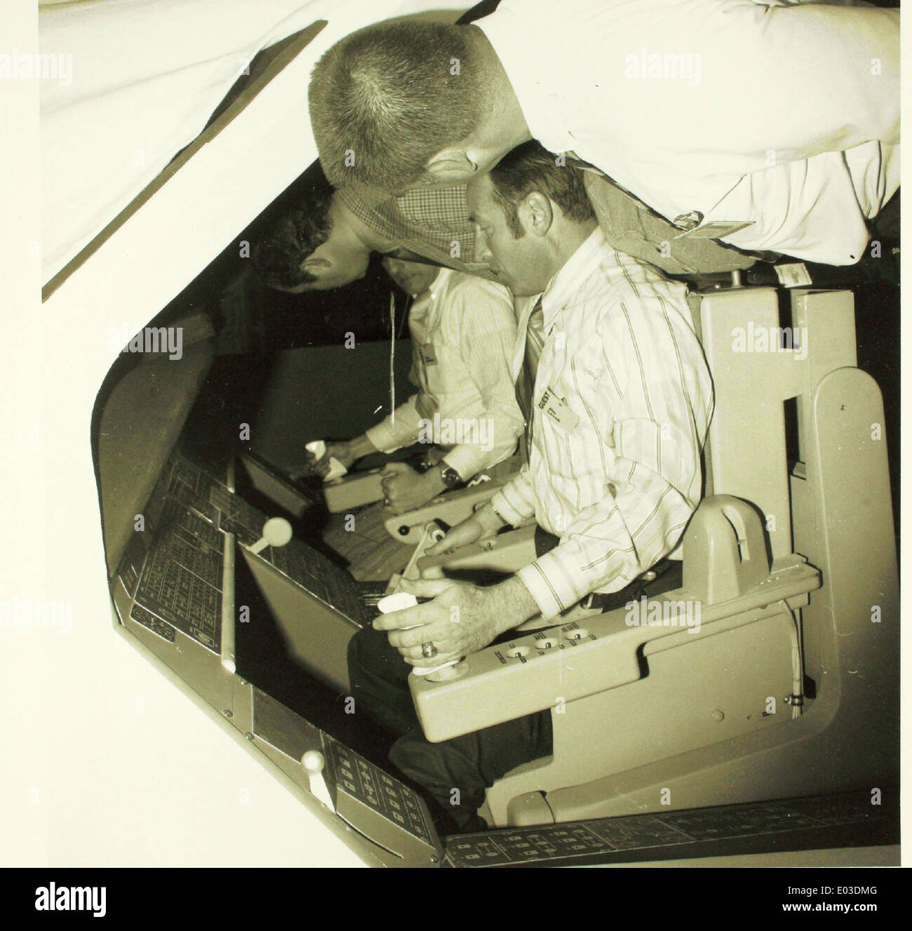 This glossy photo shows a B9U cockpit mock-up used in the Space Shuttle ...