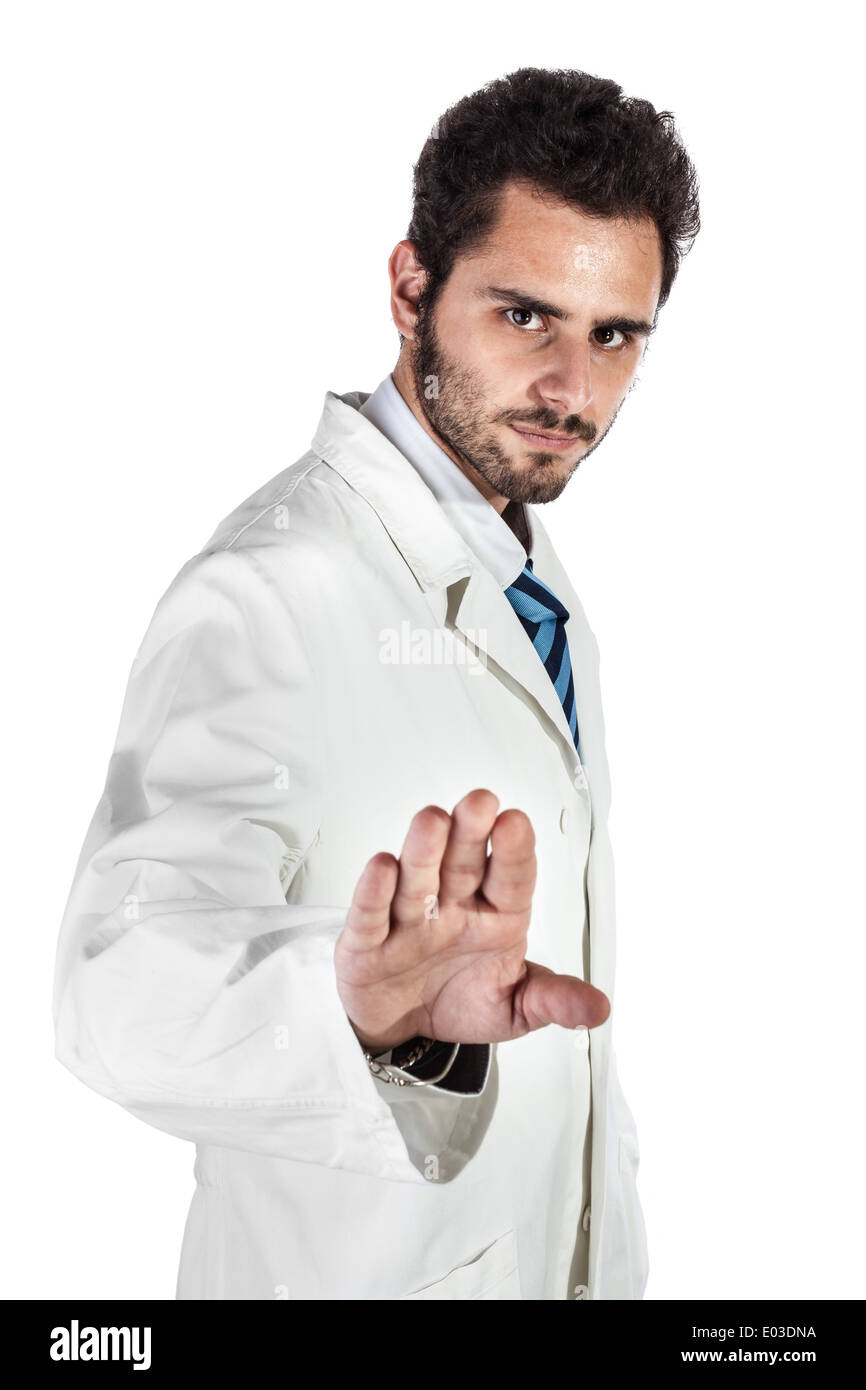 a young and handsome doctor or medical student isolated over a white ...