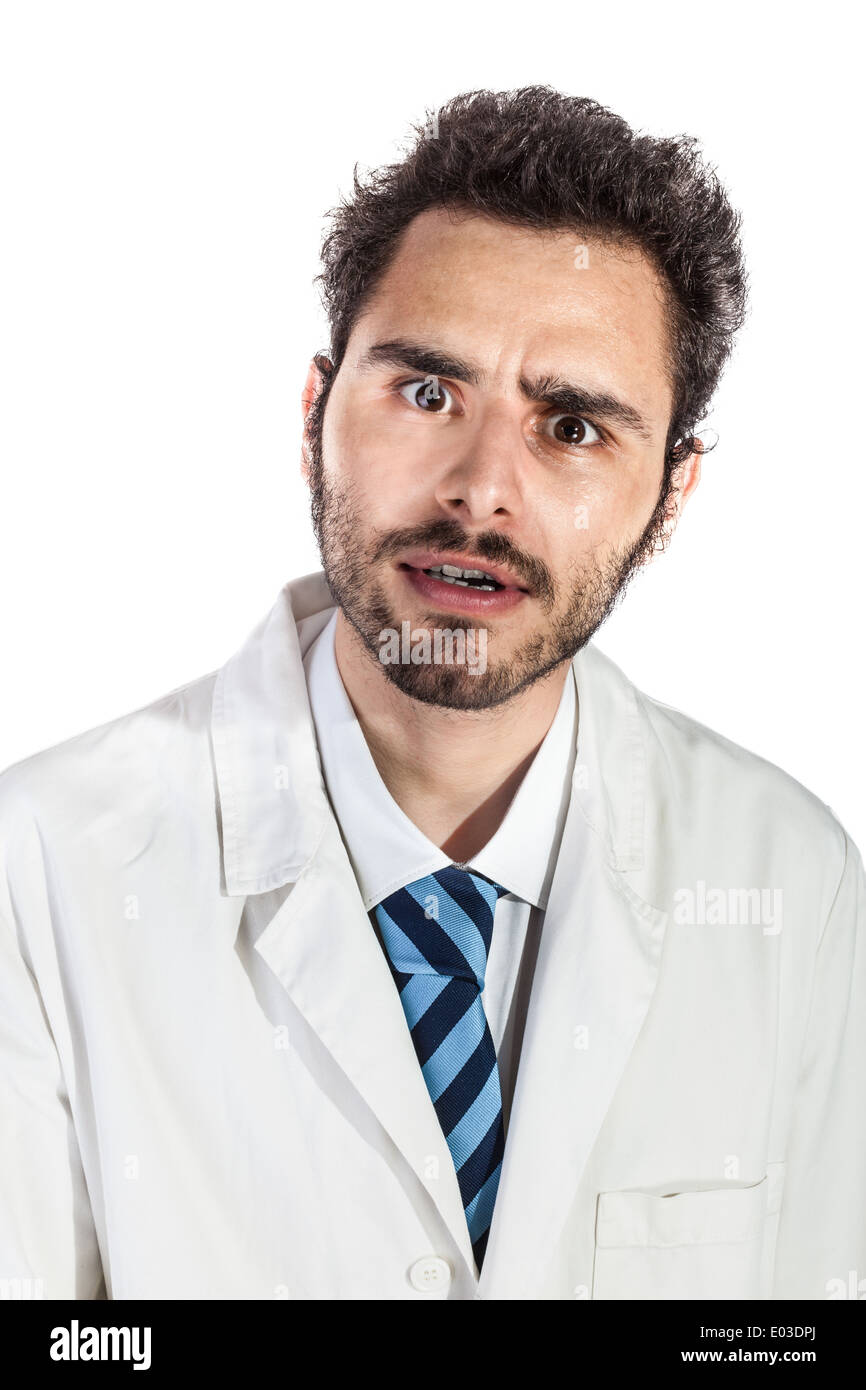 a young and handsome doctor or medical student isolated over a white ...