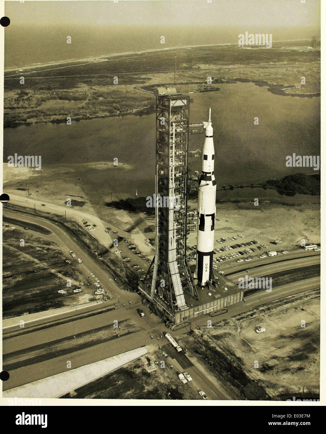 This glossy photo captures the Saturn rocket, a pivotal element in NASA's space exploration ...
