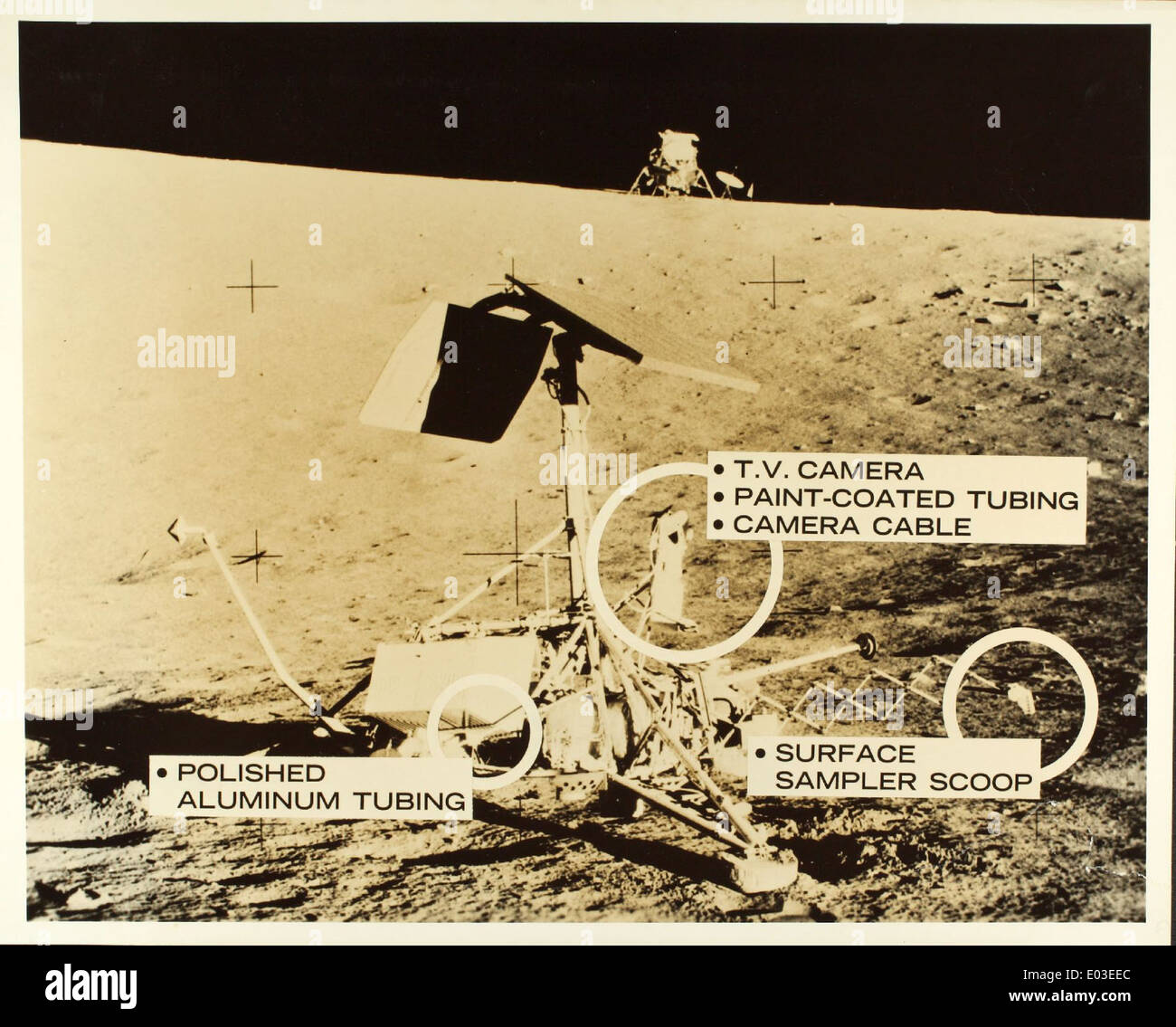 This glossy photo showcases NASA's Lunar Surveyor spacecraft, which was ...