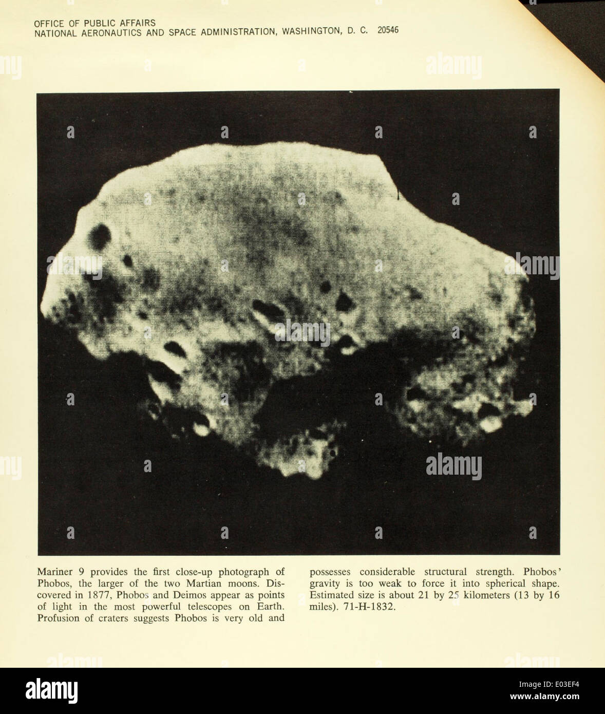 The Mariner spacecraft, part of NASA’s planetary exploration program ...