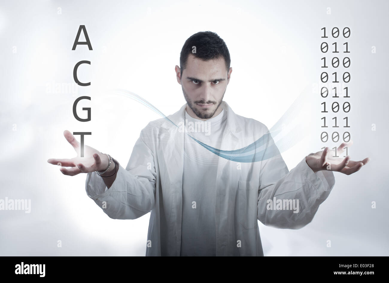 A young researcher translating dna to binary code Stock Photo - Alamy