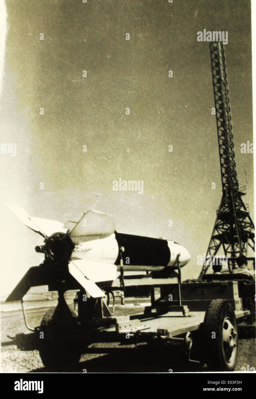 This glossy photograph features the North American NATIV test missile ...