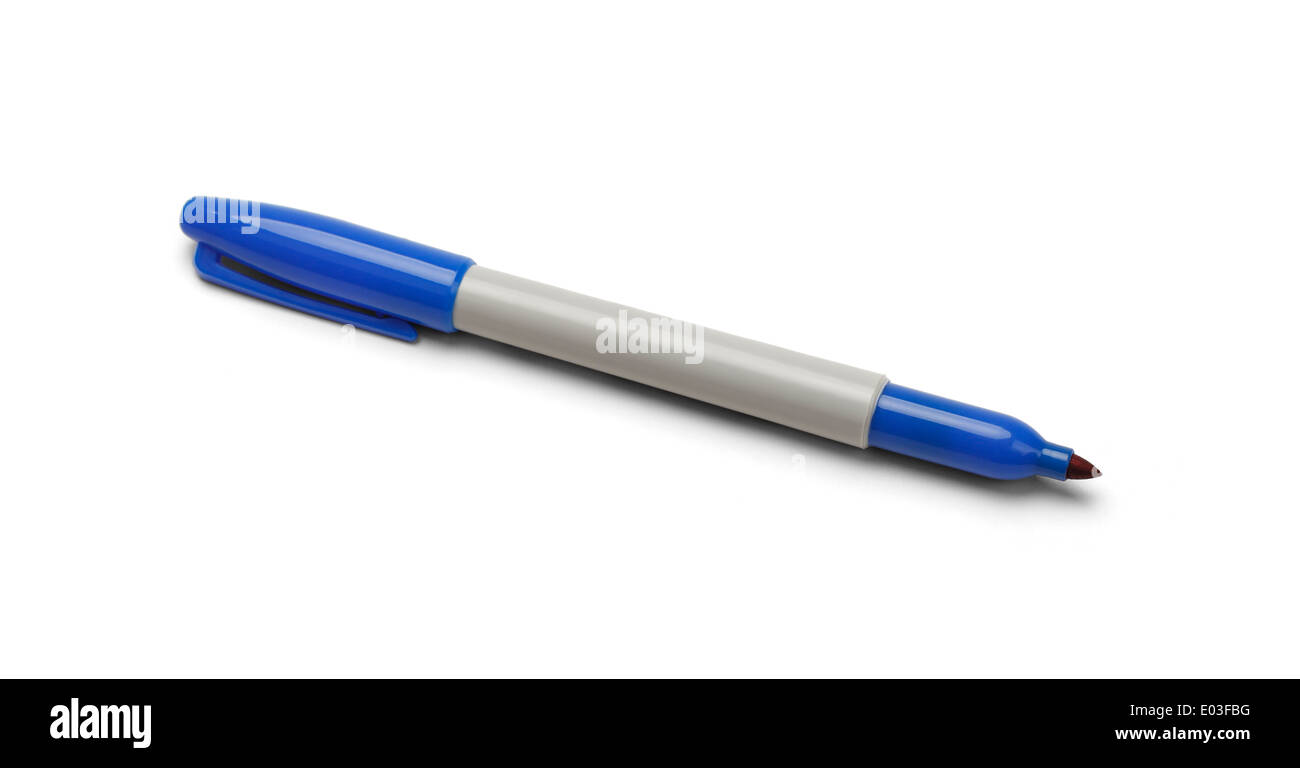 Permanent blue marker isolated on white background Stock Photo - Alamy