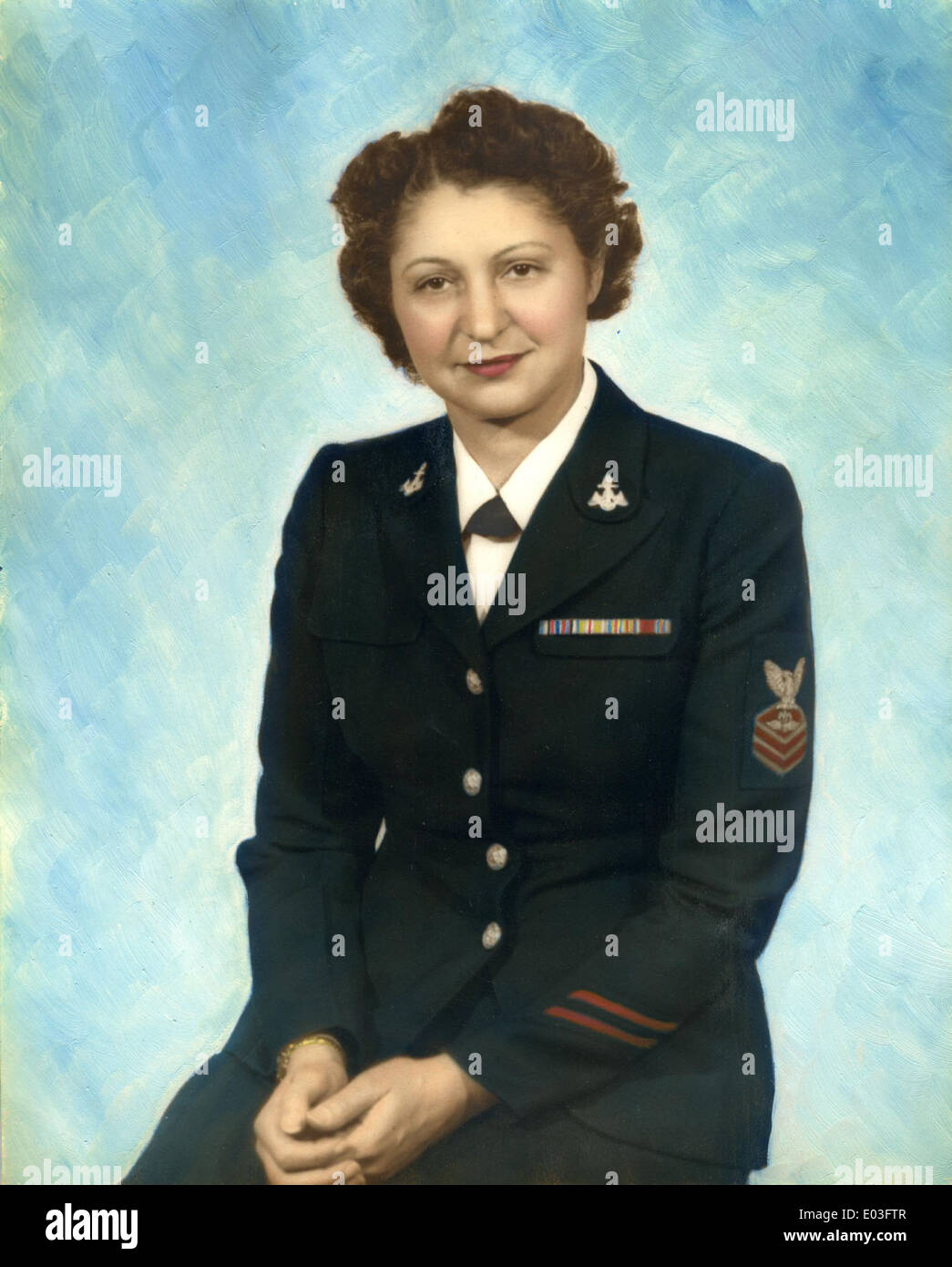 This color portrait features Zilda DeCarlo, a U.S. Navy WAVES (Women ...