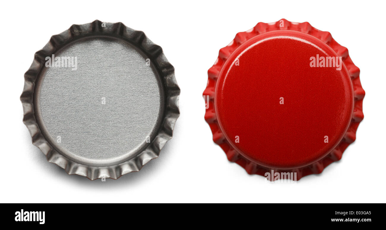 Red Bottle Caps Isolated on White Background Stock Photo - Alamy
