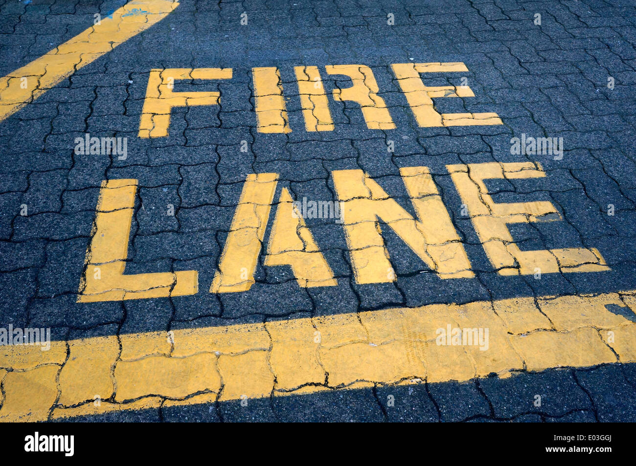 Fire Lane sign painted on the ground, Granville Island, Vancouver ...