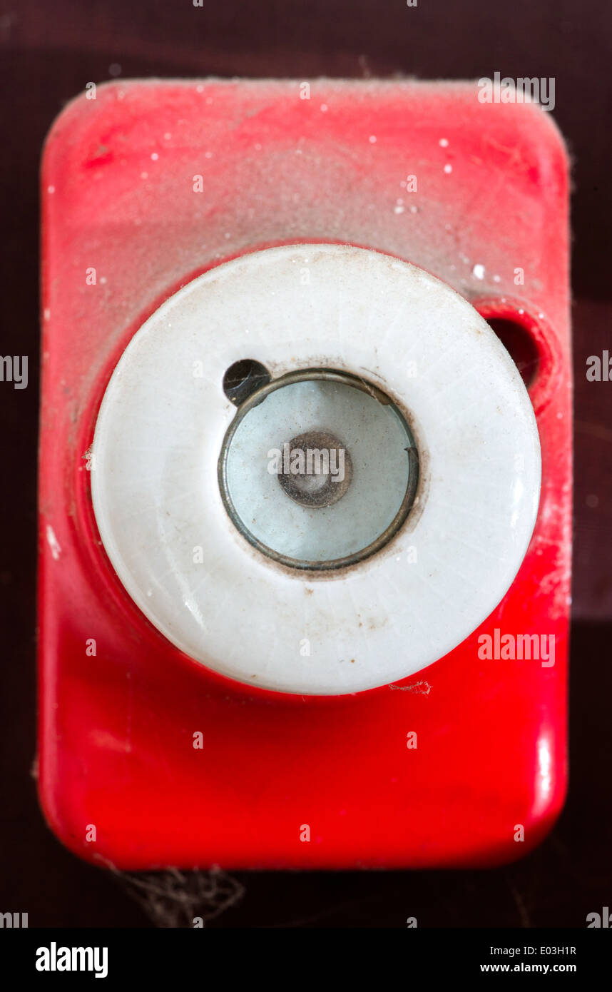 Red vintage electrical fuse. Switchboard Stock Photo - Alamy