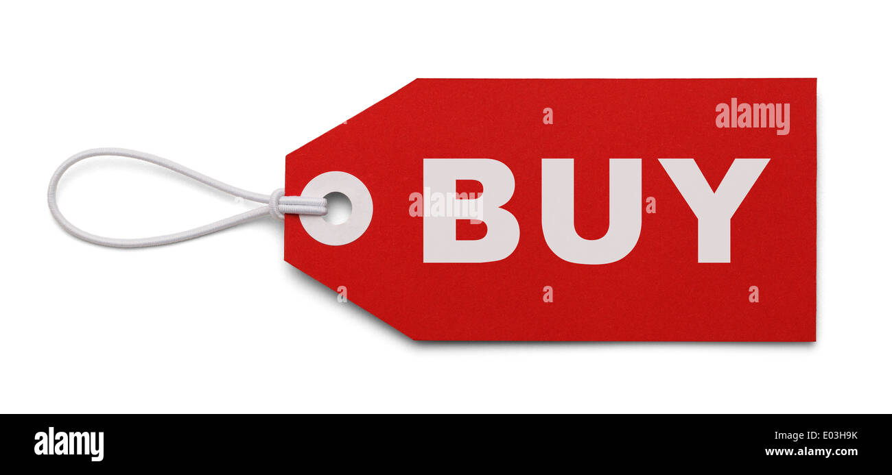 Large Red Tag with the Word Buy on It Isolated on White Background ...