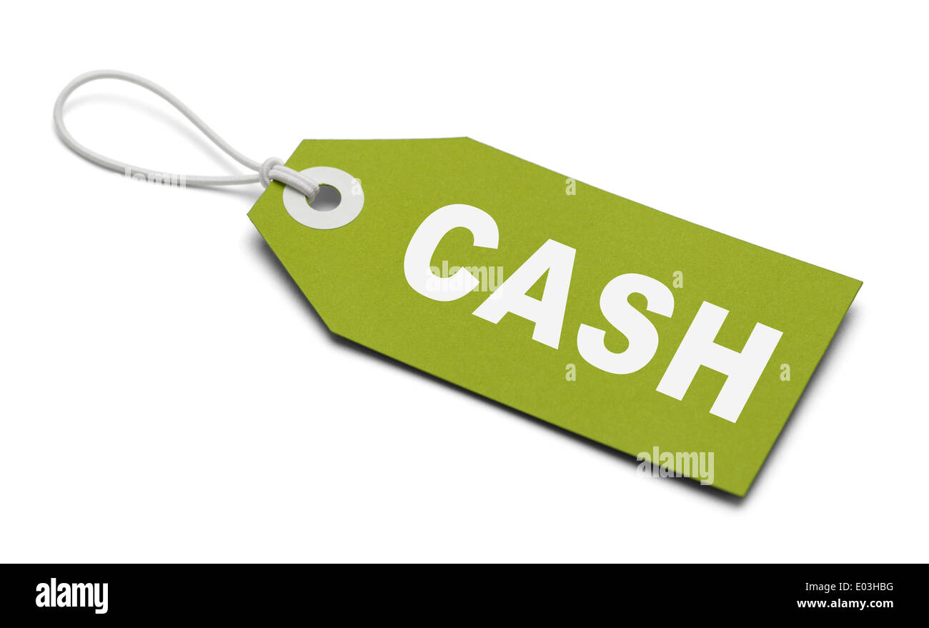Green Price Tag With the Word Cash Isolated On White Background Stock ...