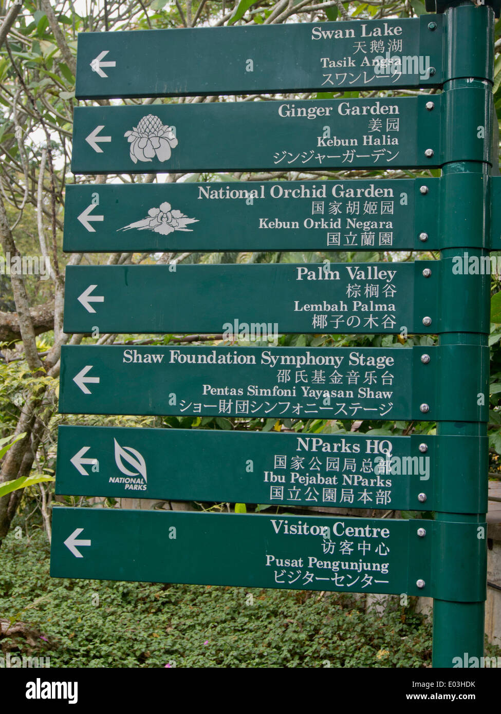 Signs at the Botanic Gardens, Singapore Stock Photo - Alamy