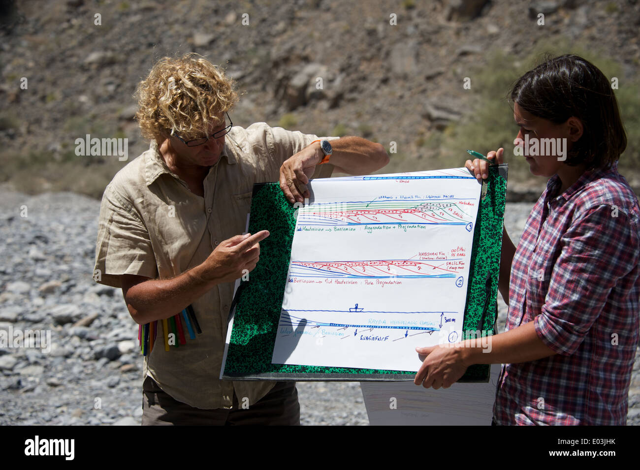 geology course in the oman mountain field Stock Photo - Alamy