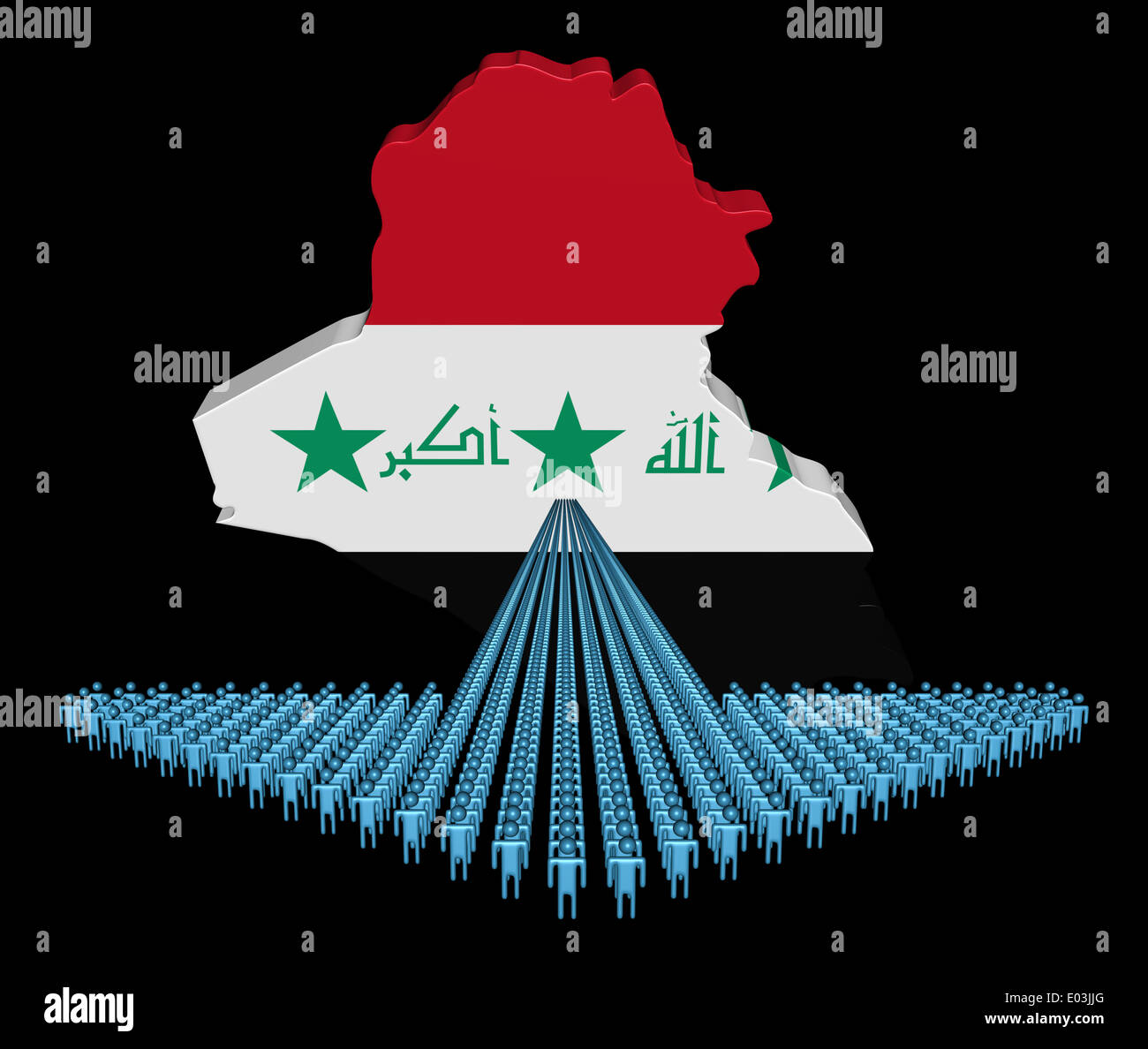 Arrow of people with Iraq map flag illustration Stock Photo - Alamy