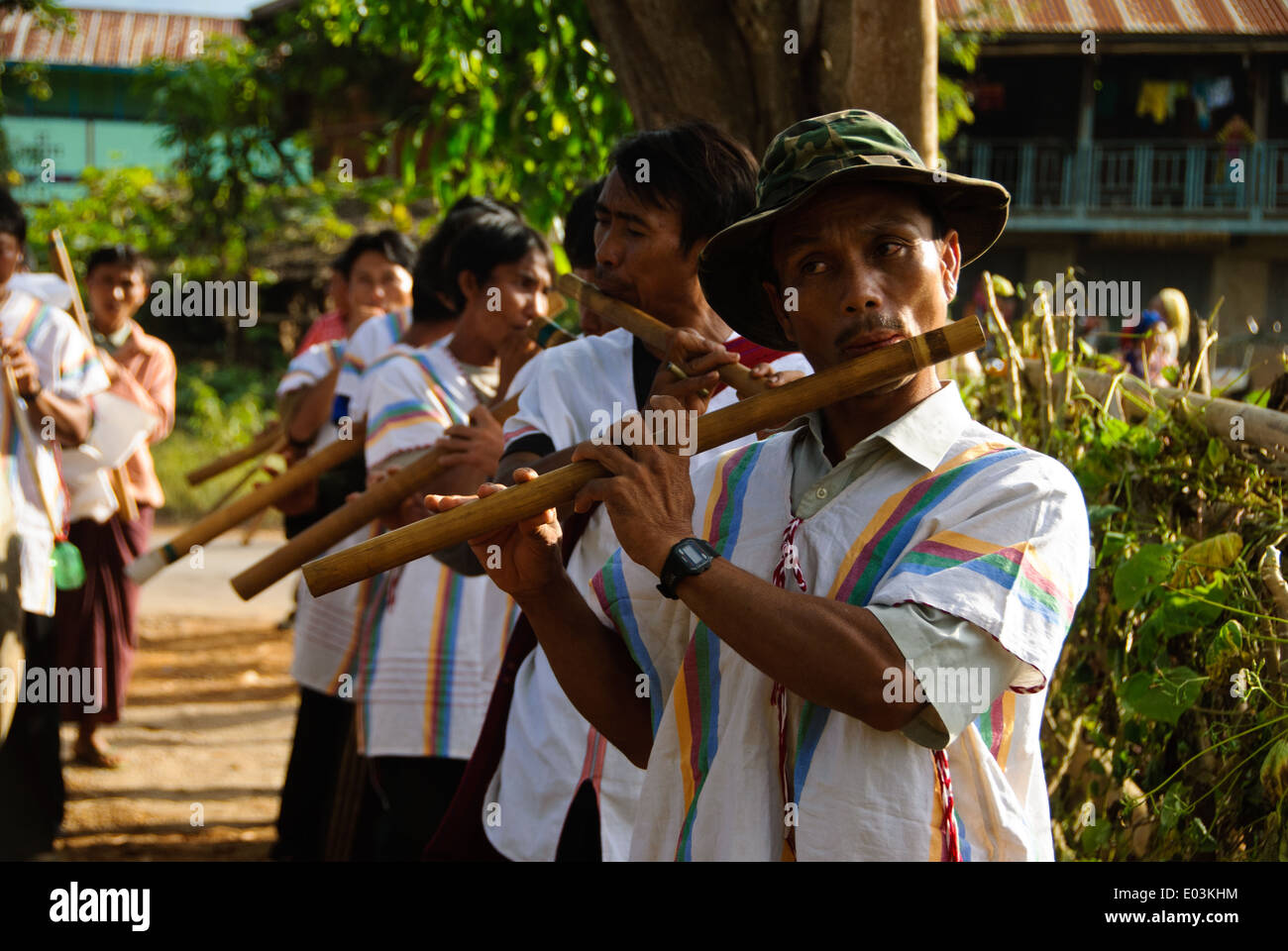 Local ethnic musicians performing on the street for a ceremony Stock ...