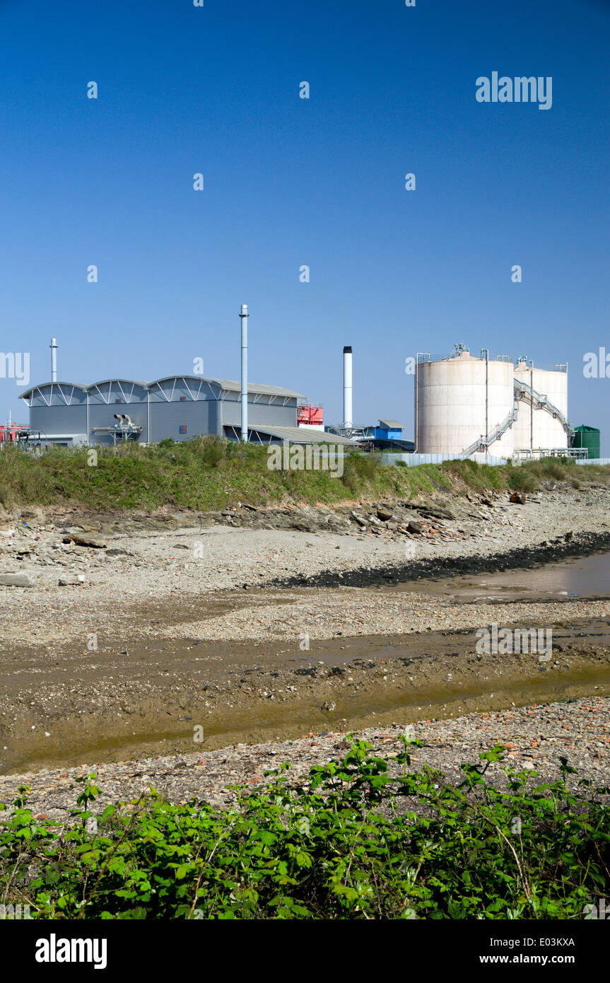 Water treatment works, Rover Way, Cardiff, South Wales, UK Stock Photo ...