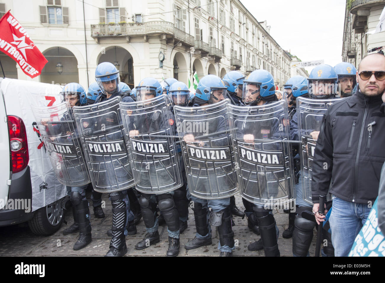Turin, Italy. 1st May, 2014. Protest of the extreme left against the ...
