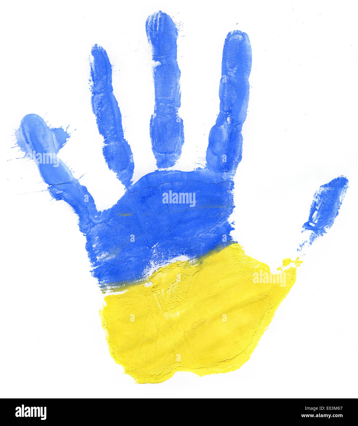 Handprint of a Ukrainian flag on a white background Stock Photo - Alamy