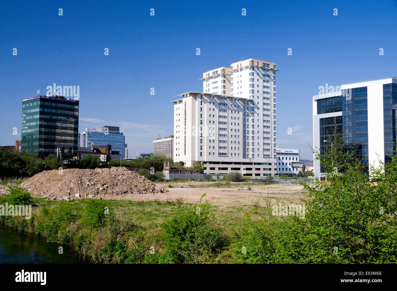 High rise blocks of flats and offices, Cardiff, South Wales, UK Stock ...