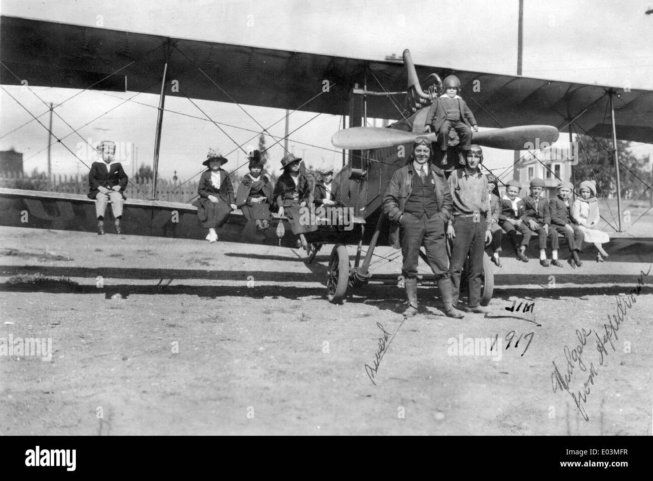 Swede Meyerhoffer and Hester pose with a Standard J-1 biplane at Venice ...