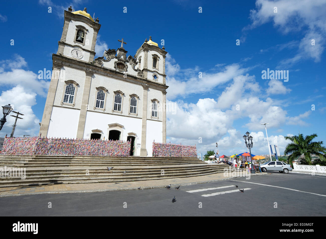 Street view of the famous Igreja Nosso Senhor do Bonfim da Bahia church ...