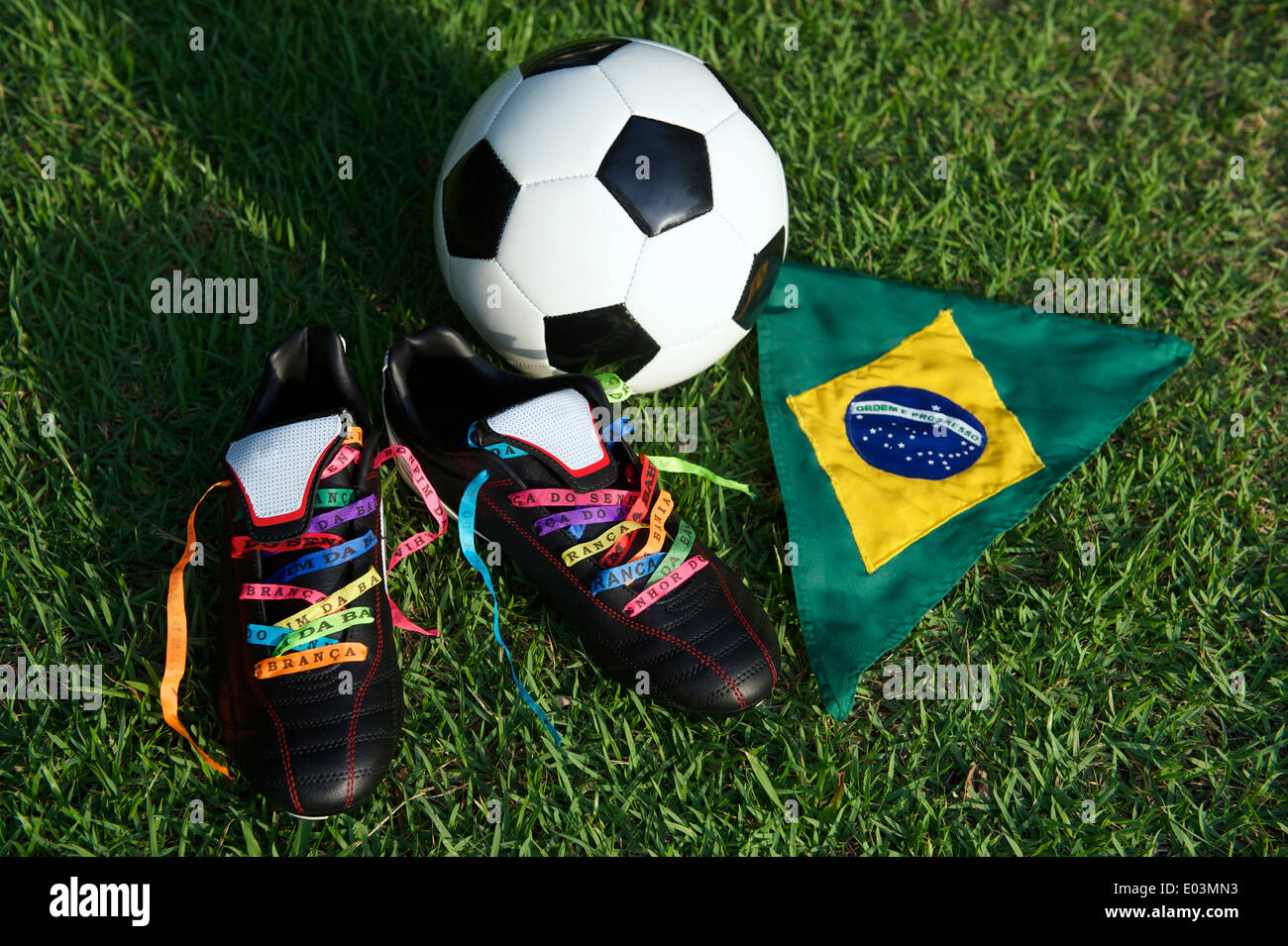 Good luck soccer football boots soccer cleats laced with Brazilian wish ...