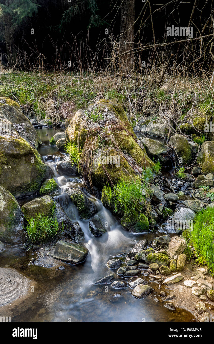 Small waterfall on clear mountain river hi-res stock photography and ...