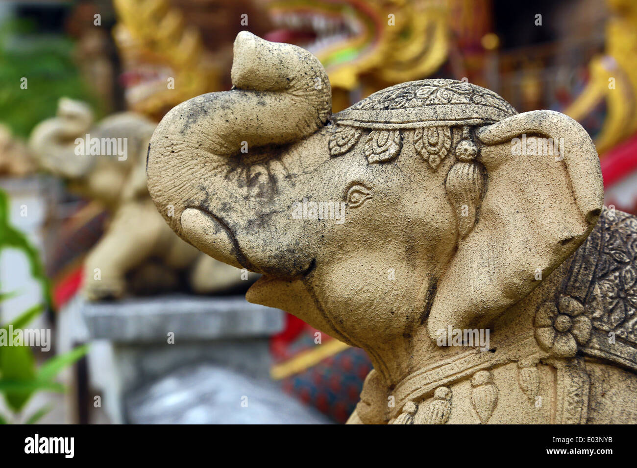Thailand Temple Elephant Statue High Resolution Stock Photography and ...