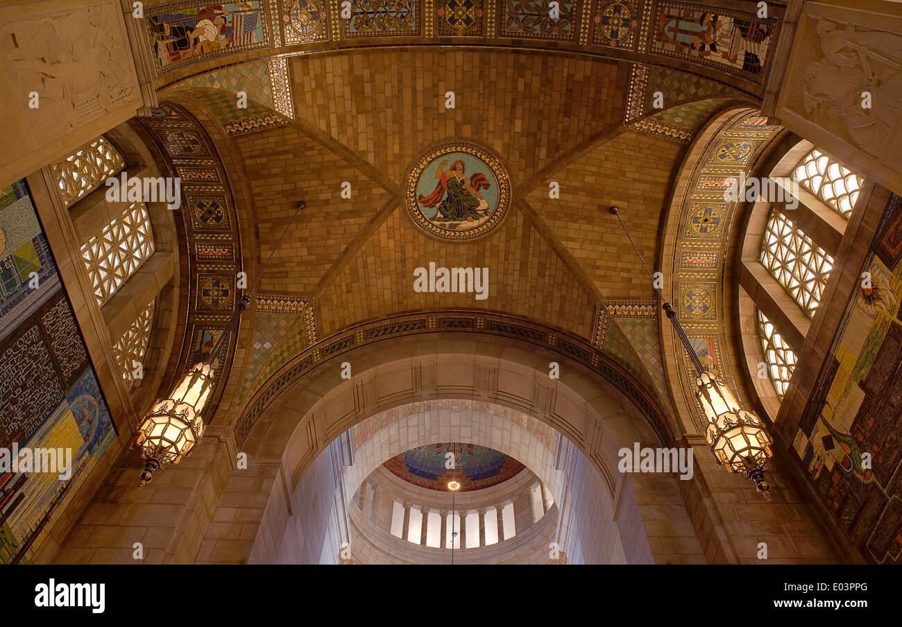 Vaulting with mosaic murals, Nebraska State Capitol, LIncoln, Nebraska ...
