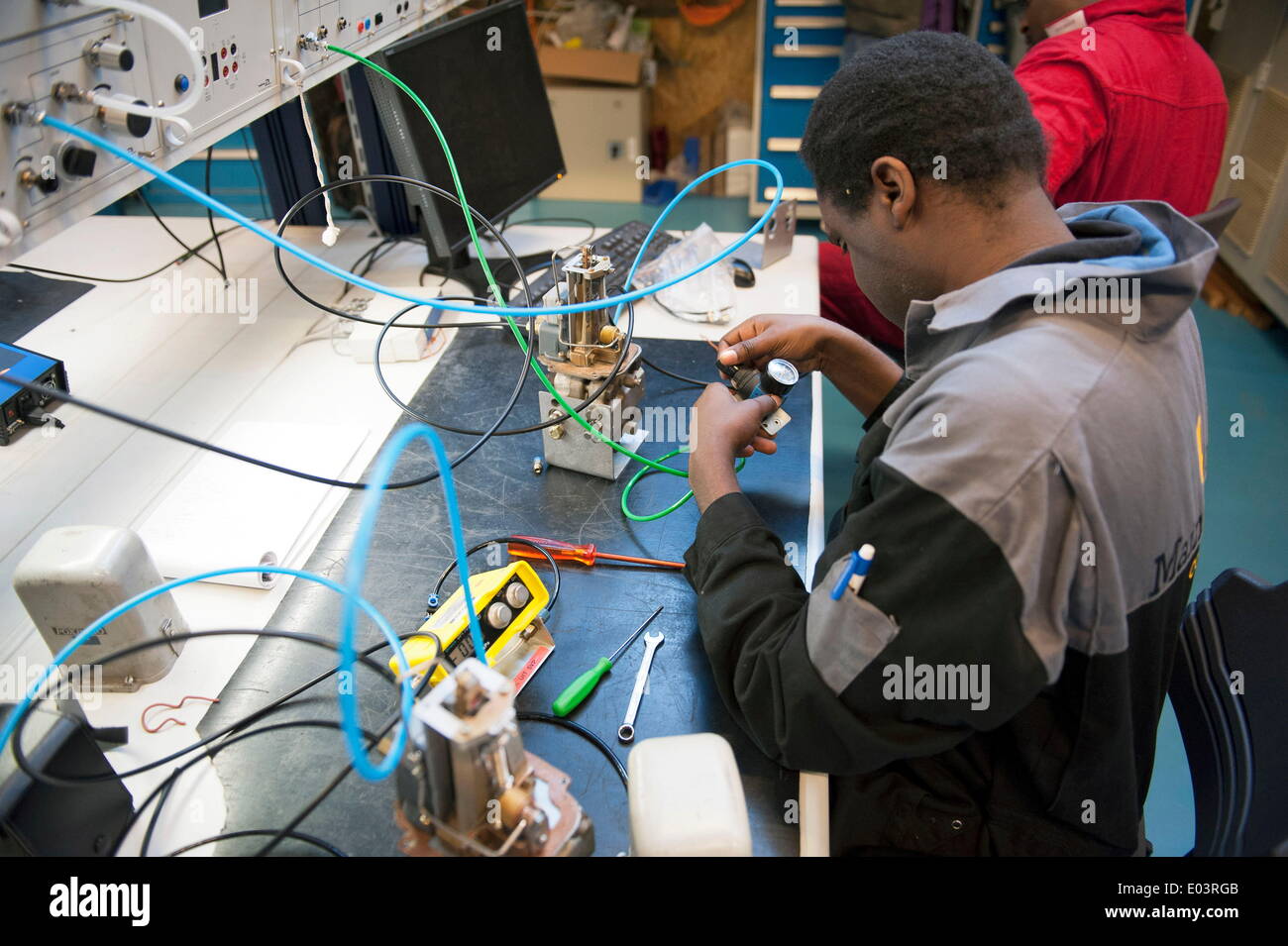 Rotterdam, Netherlands. 23rd Apr, 2014. A student electrical ...