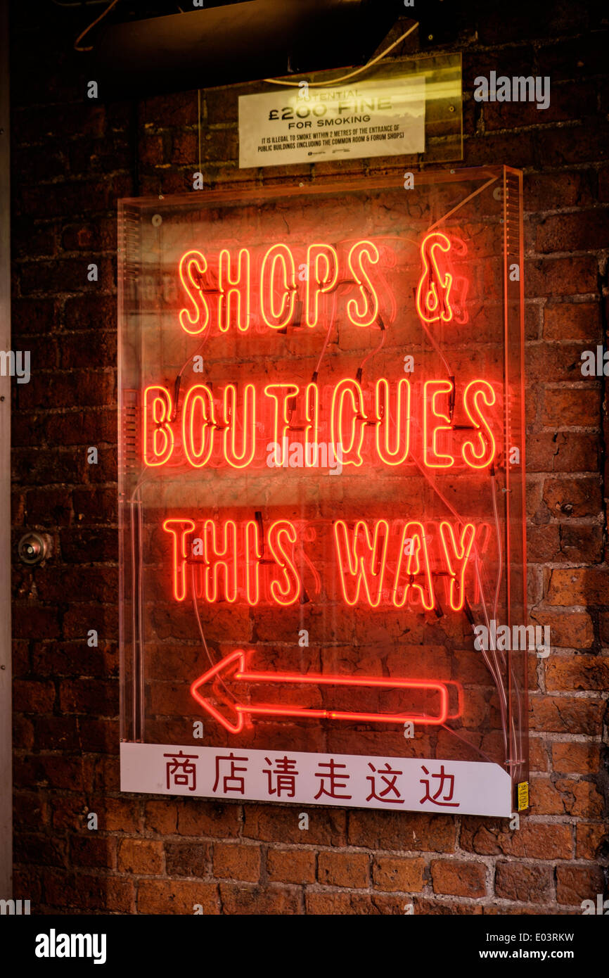 Large Neon sign in shop entrance South Yorkshire ENgland Stock Photo ...
