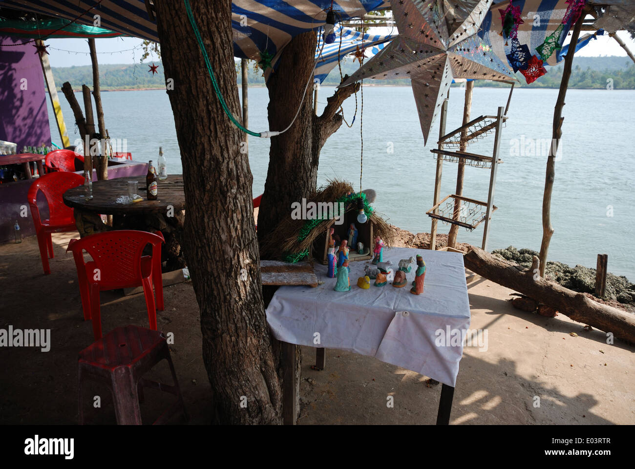 Bar terrace with nativity, at Terekhol, Goa, India Stock Photo - Alamy
