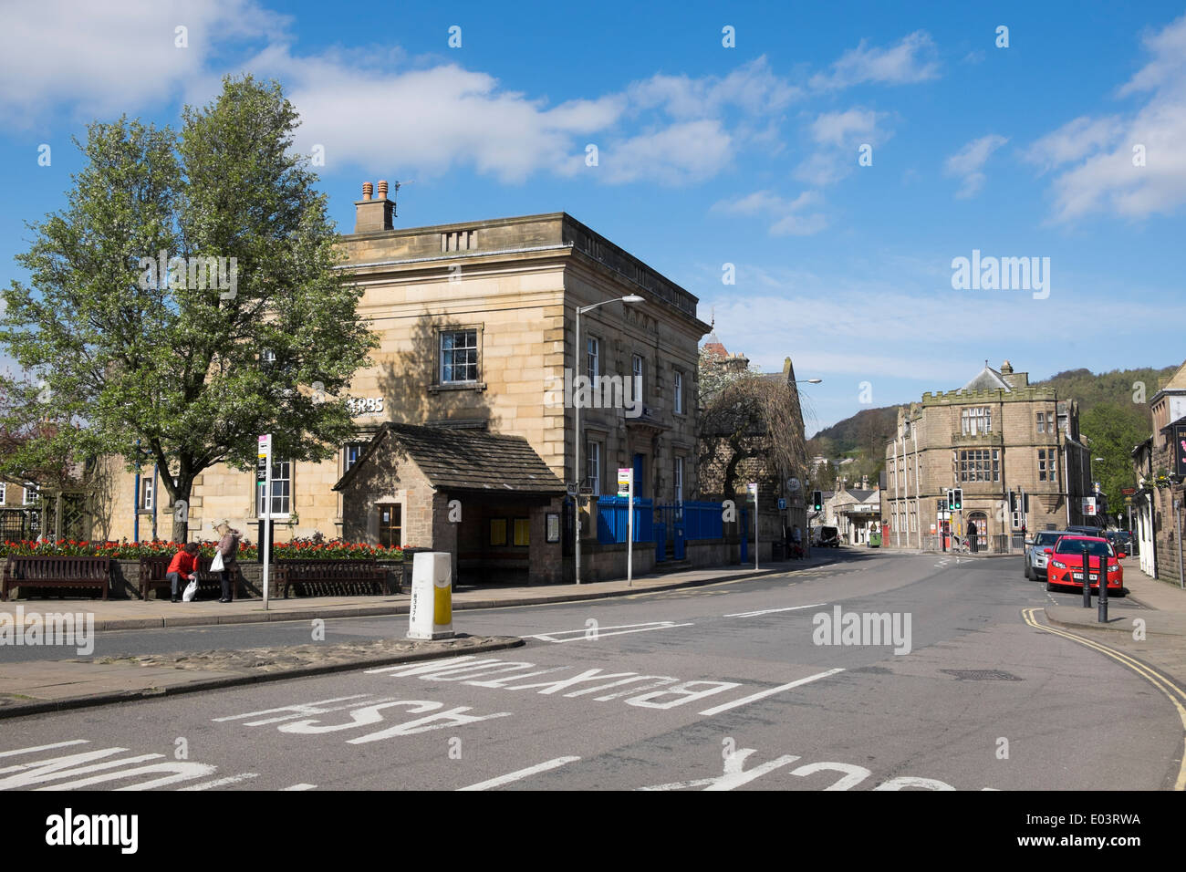 Bakewell high street a small market town in the Peak District ...
