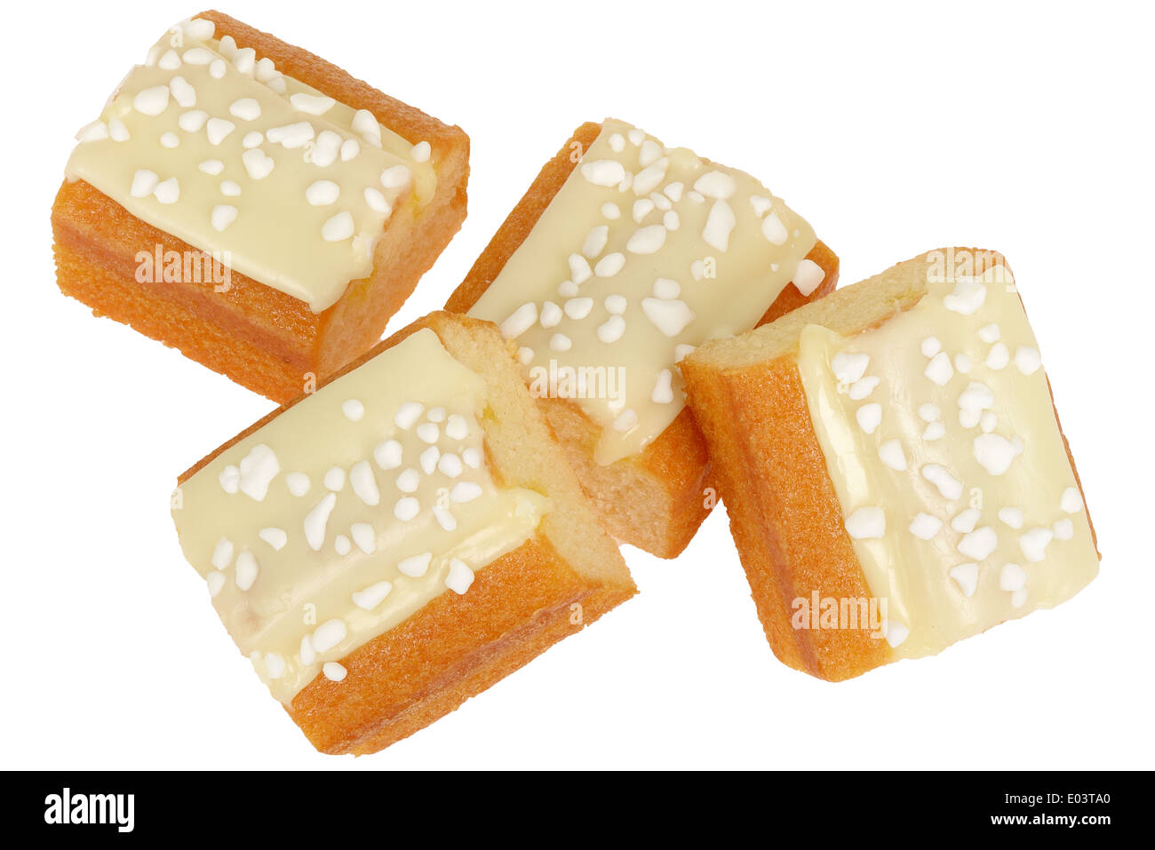 Iced Lemon Sponge Cakes Stock Photo - Alamy