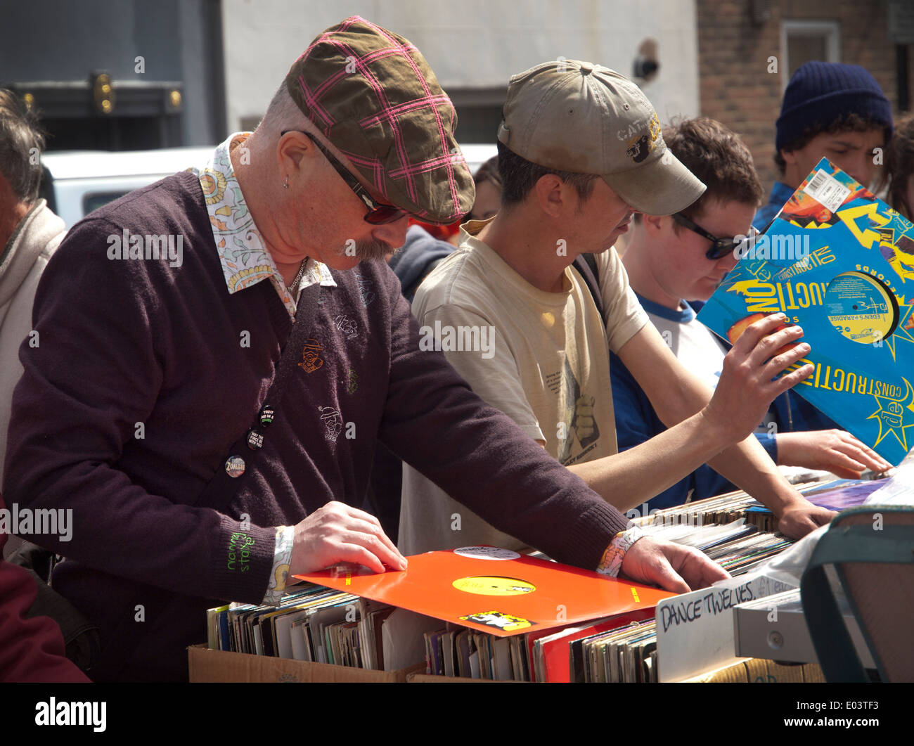 Checking out vinyl on a record stall in Upper Gardner Street Market in ...