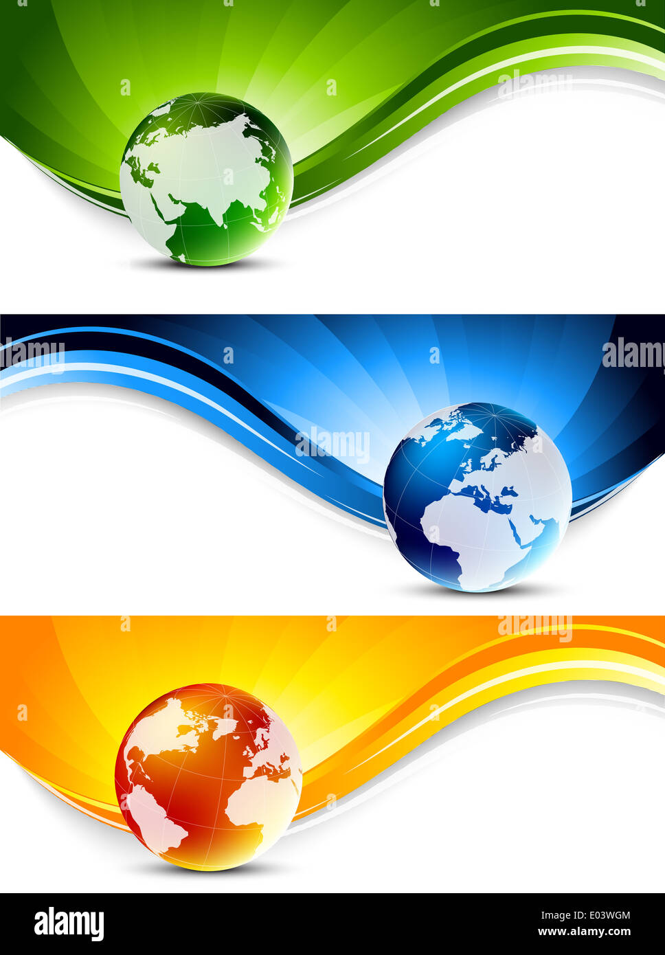 Set of banners with globes Stock Photo - Alamy