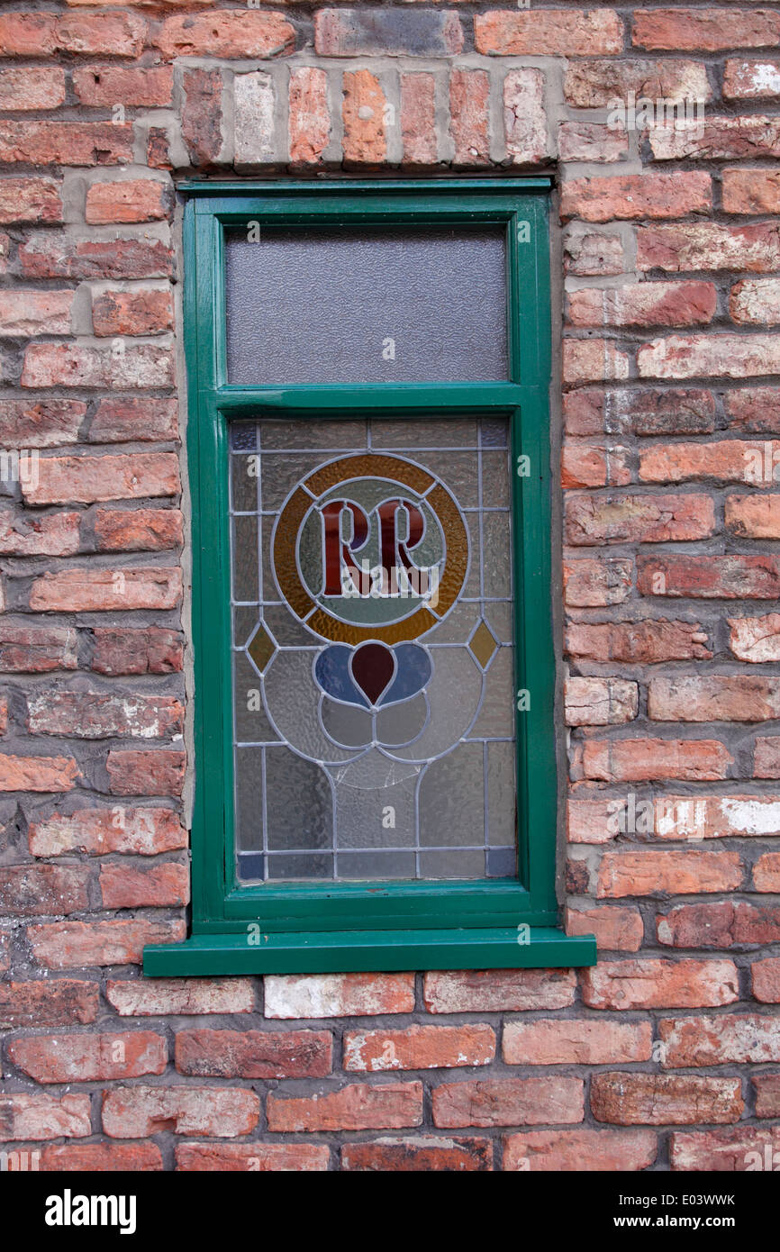 Stained glass side window of the Rovers Return on the set of Coronation ...