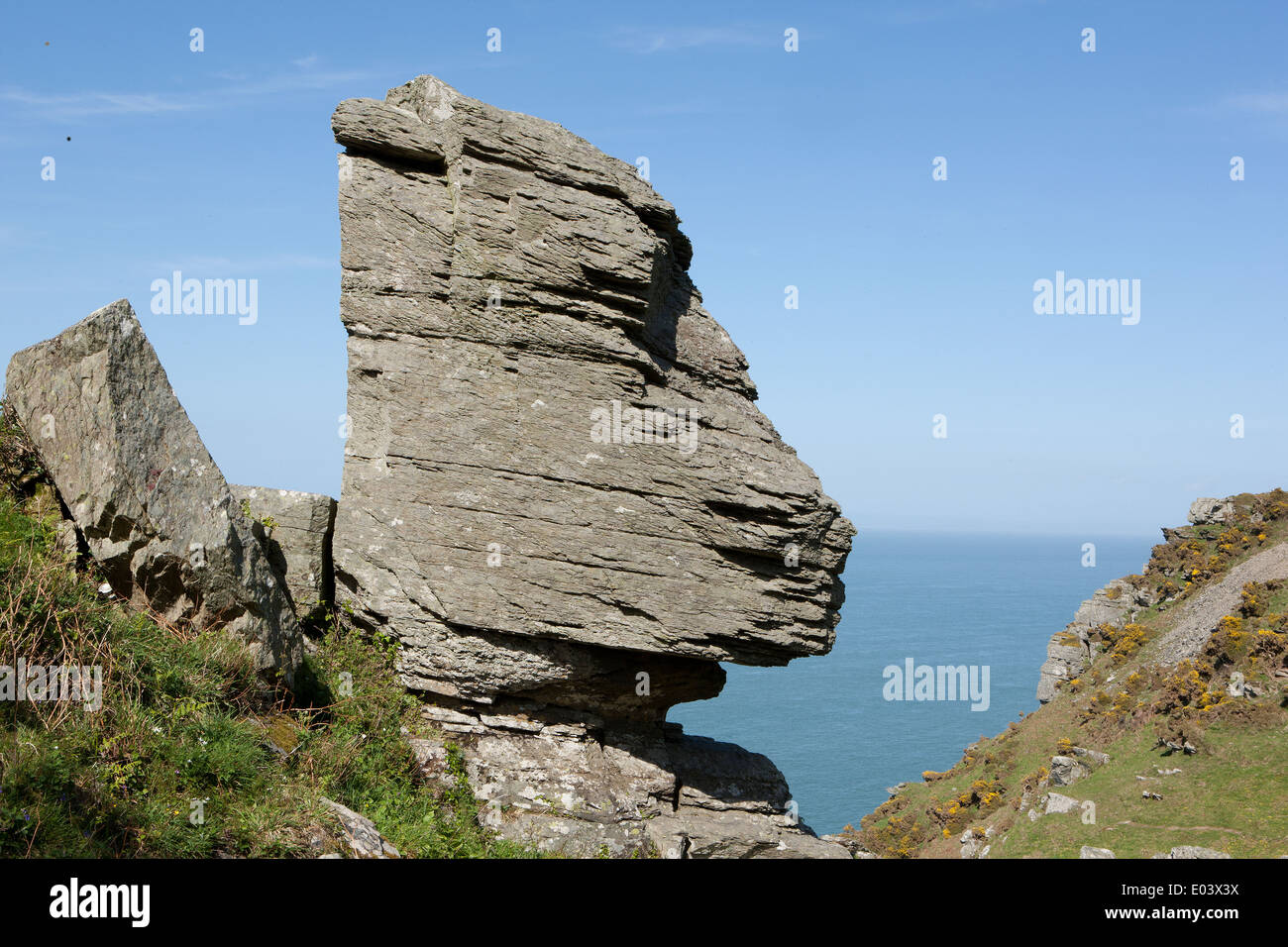A large Rock called "The Spinks Head" in the valley of the rocks near ...