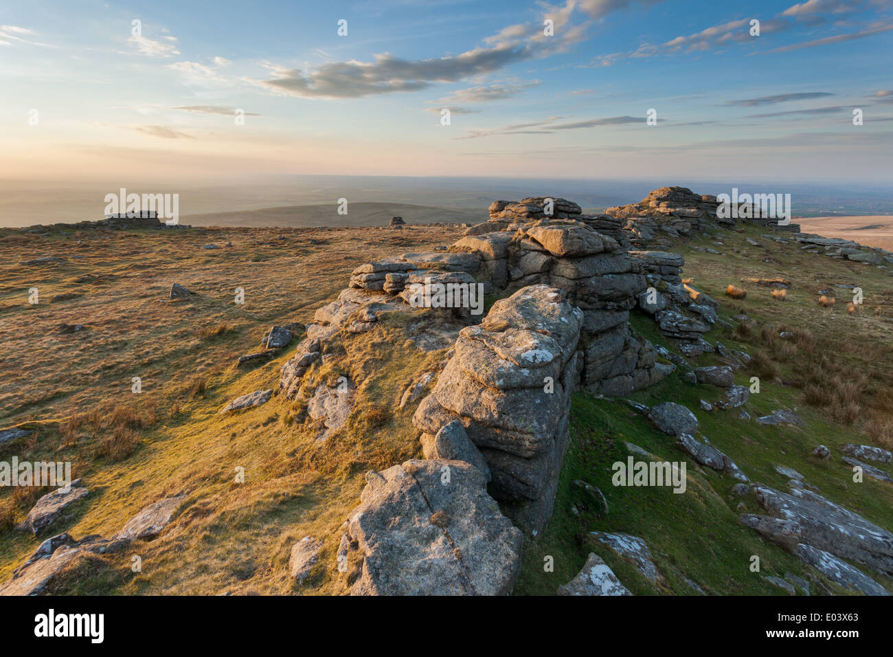 Spring afternoon at West Mill Tor, Dartmoor, Devon, England Stock Photo ...