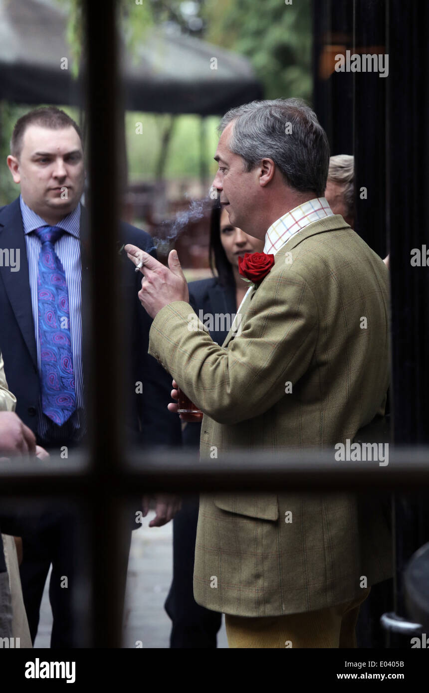 UKIP leader Nigel Farage MEP campaigning in Yarm, Cleveland, UK Stock ...