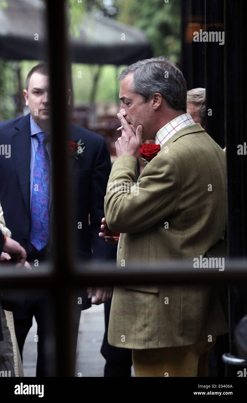UKIP leader Nigel Farage MEP campaigning in Yarm, Cleveland, UK Stock ...