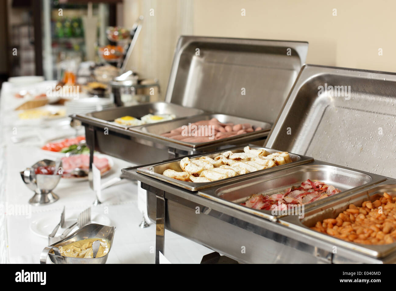 light table at restaurant with different tasty food Stock Photo - Alamy