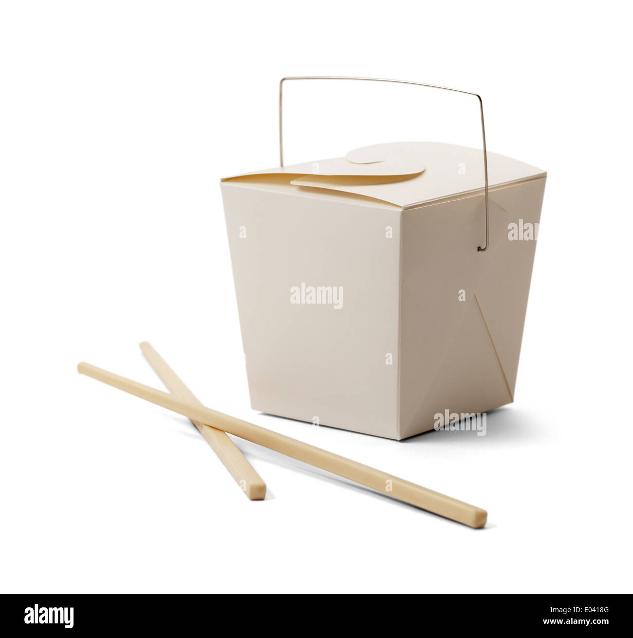 White Food Container and Chop Sticks with Copy Space Isolated on White ...