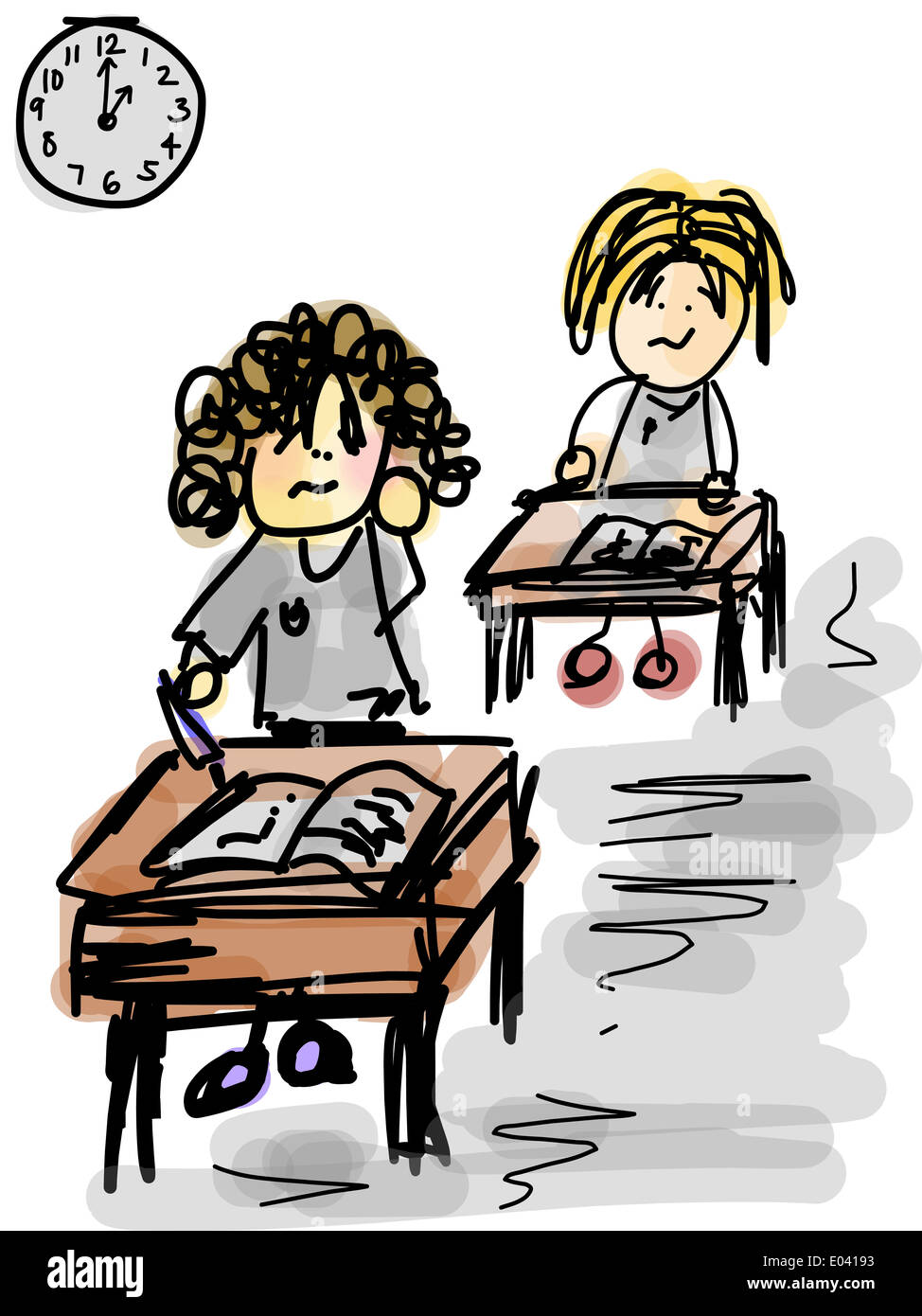 Illustration of pupils sitting exams Stock Photo - Alamy
