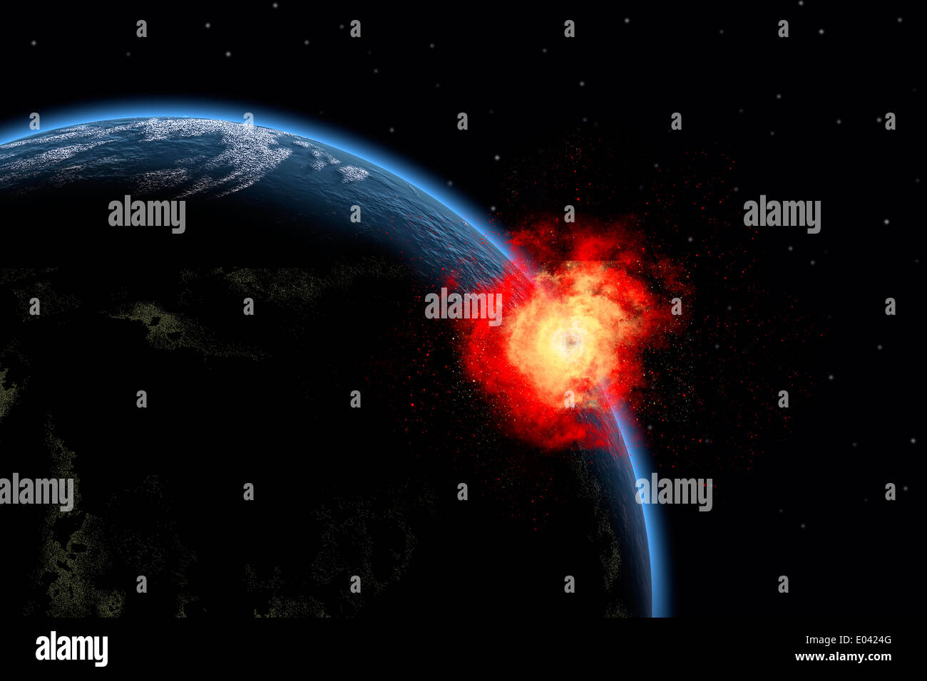 Asteroid Hitting The Earth.1 Stock Photo - Alamy