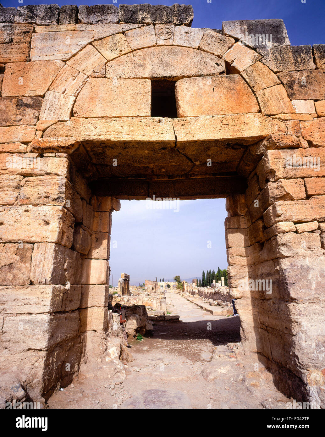 Hierapolis byzantine city gate near Pamukkale Turkey Stock Photo - Alamy