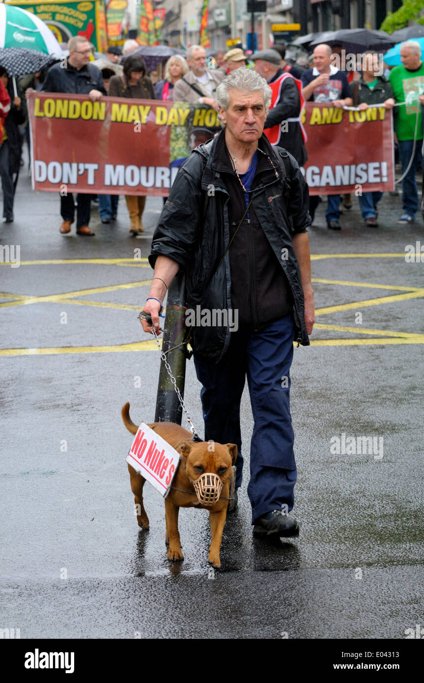 Protester Stuart Holmes with his dog, also called Stuart, on the May ...