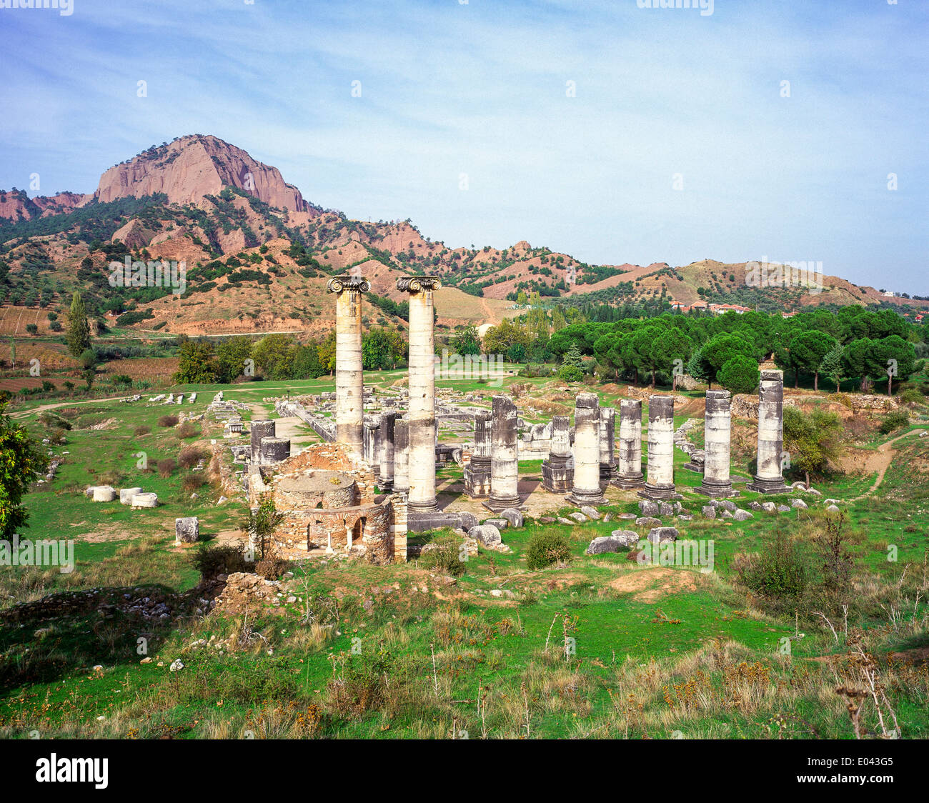 Temple of Artemis and Byzantine church of ancient Sardis Turkey Stock ...