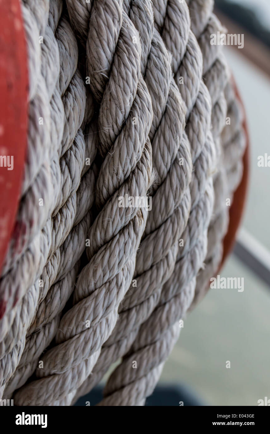 Spool of rope up close Stock Photo - Alamy